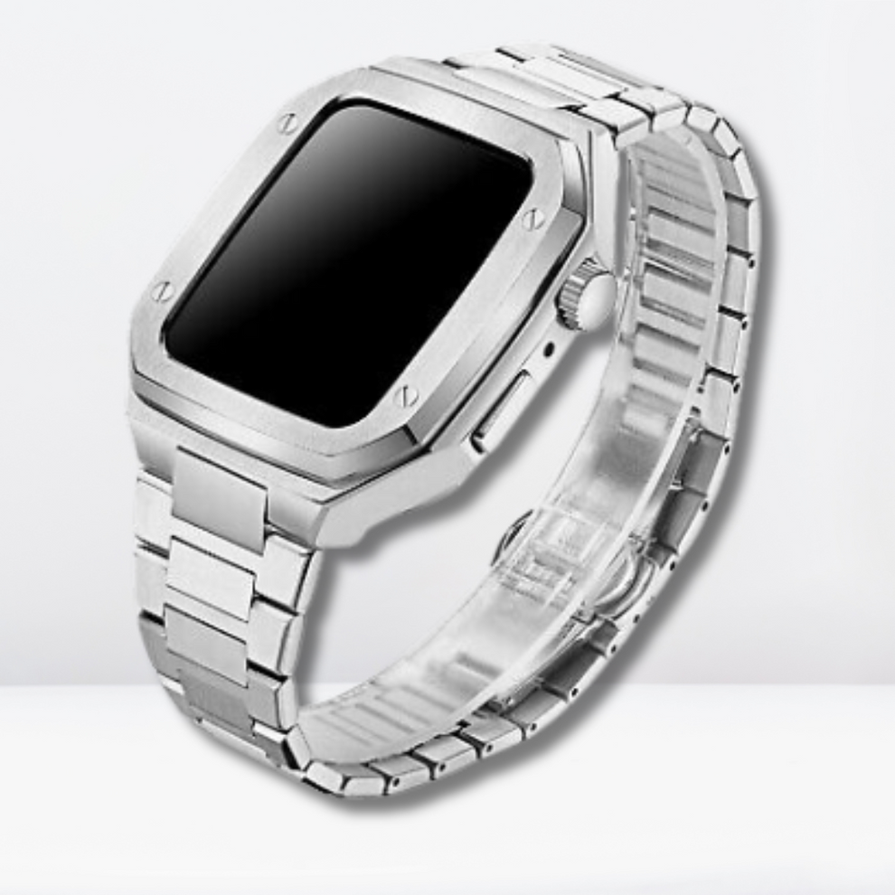 Luxury Stainless Steel Premium Strap and Case for iWatch 44 MM (Silver ...