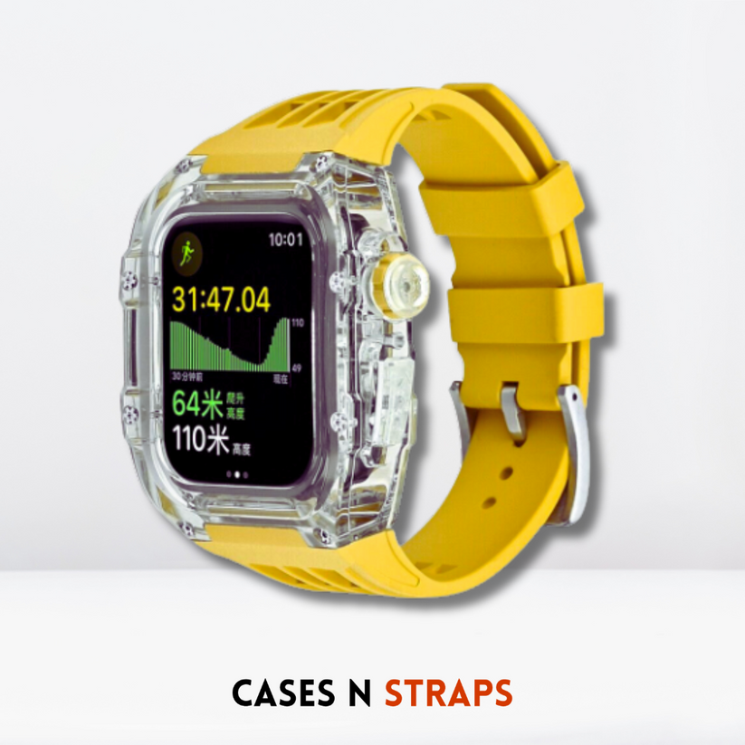 Transparent Case + Rubber Strap Modification Kit For iWatch Yellow Col ...
