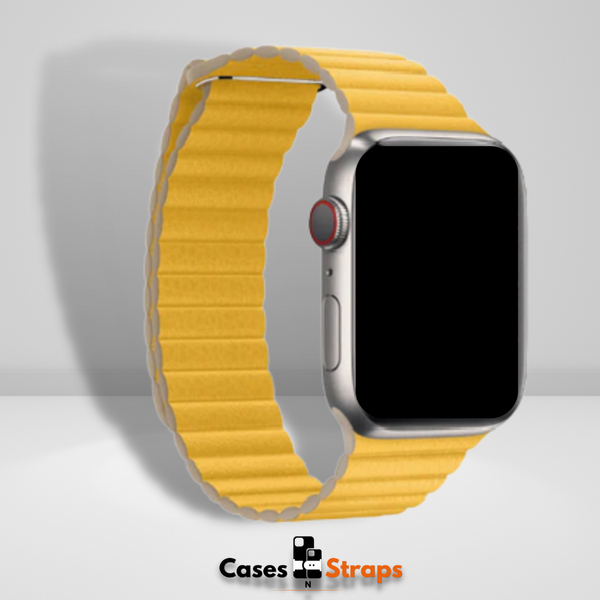 Magnetic Leather Loop iWatch Strap Yellow Color – Cases N Straps
