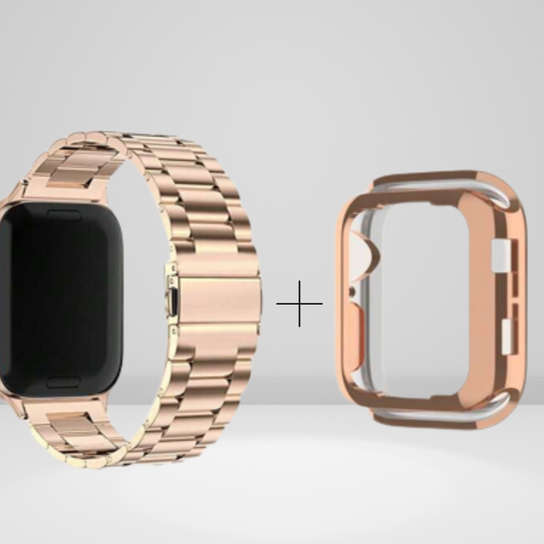 Stainless Steel Watchband & Case Set Combo For iWatch ( Rose Gold Colo ...