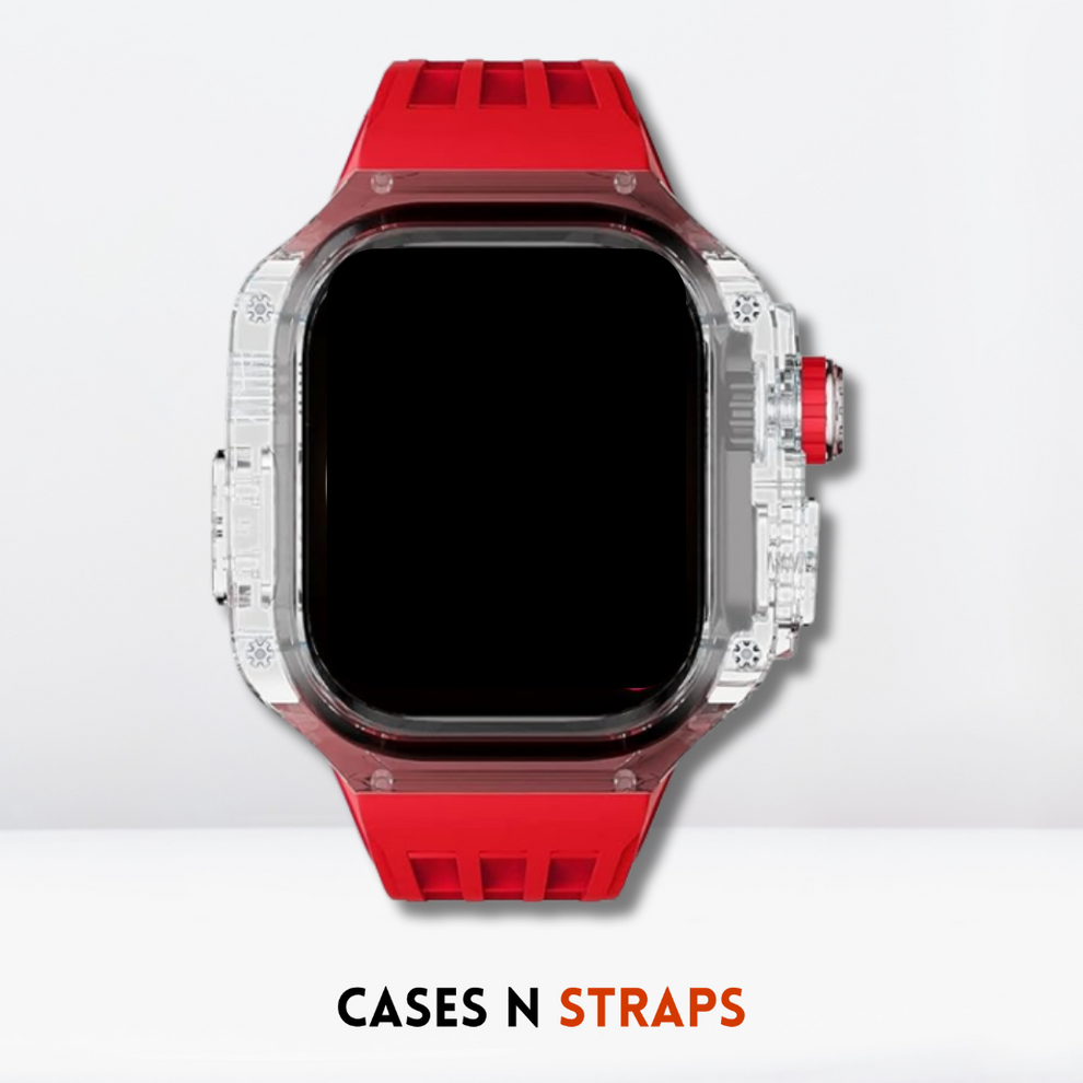 Transparent Case + Rubber Strap Modification Kit For iWatch Red Color ...
