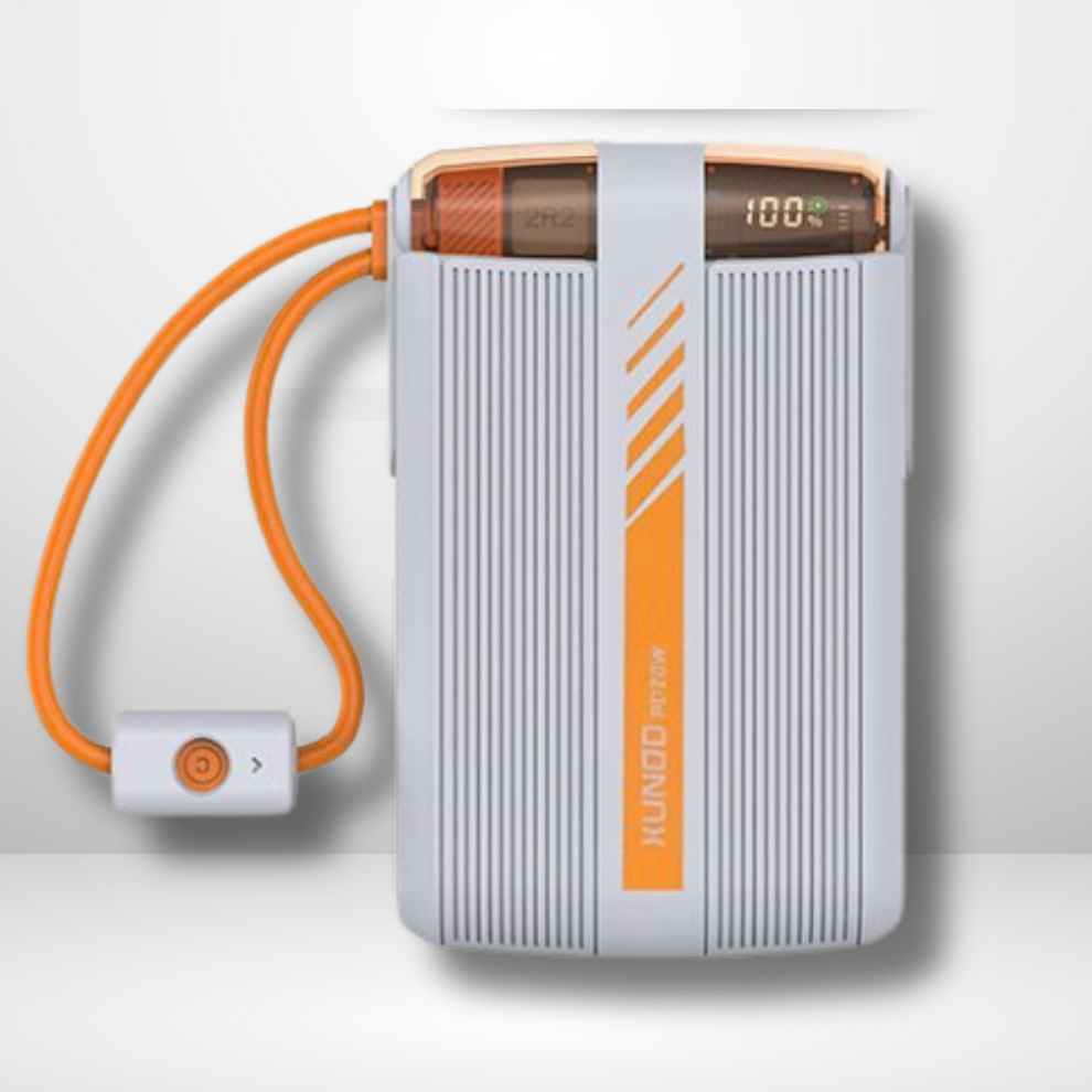 XUNDD PD 20W FAST CHARGE POWER BANK WITH DUAL CABLES (Grey/Orange ...
